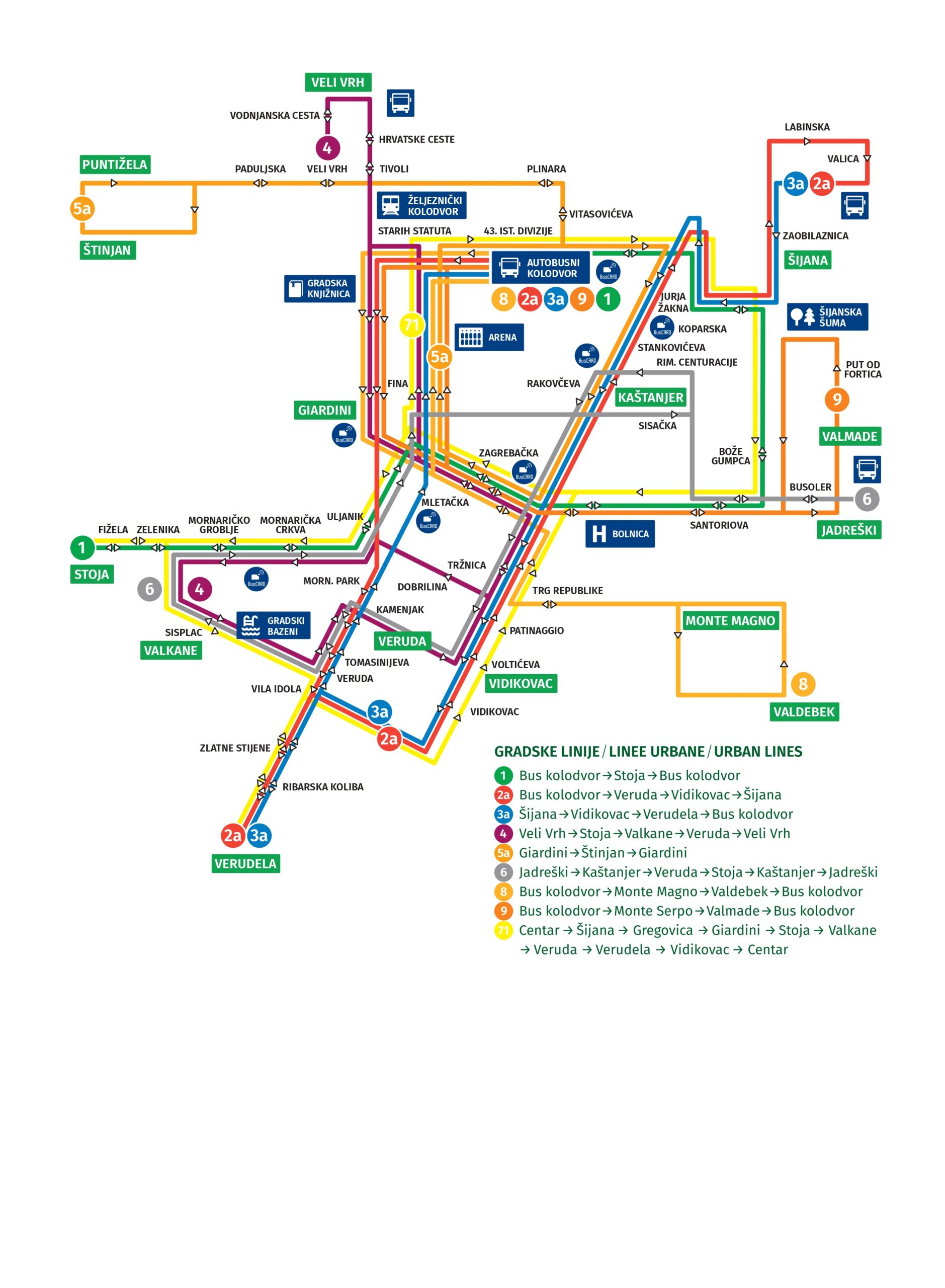 Bus map of Pula - Free Walking Tour Pula, Rovinj and Poreč
